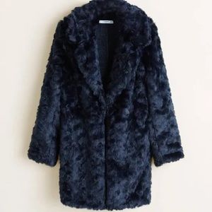 Mango | Jackets & Coats | Mango Navy Blue Faux Fur Coat Nwt | Poshmark